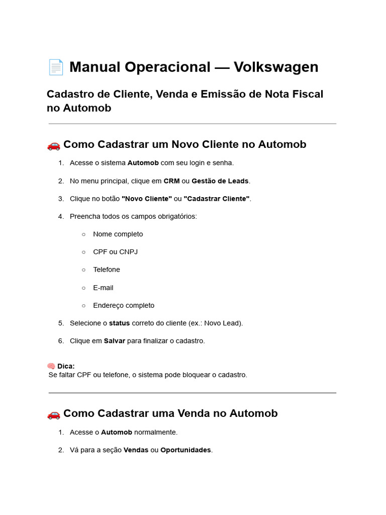 ? Manual Operacional - Volkswagen | PDF