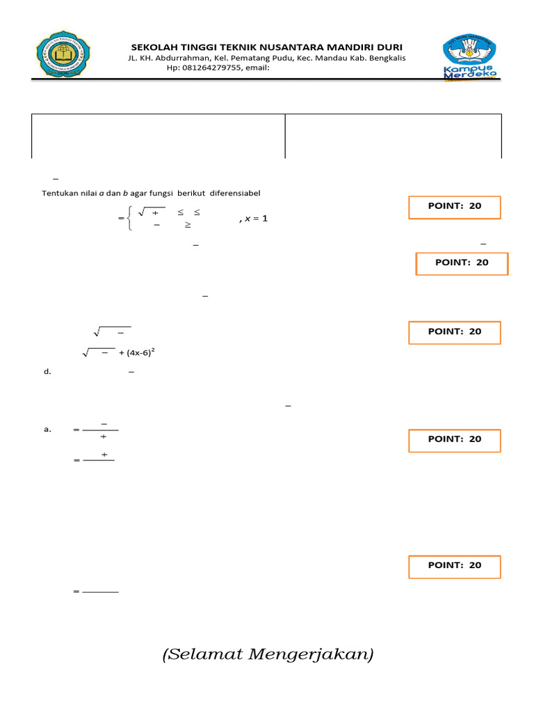 Soal UAS Kalkulus I | PDF
