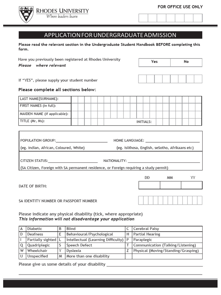 Application For Admission Postgraduate Study New Applicants | PDF ...