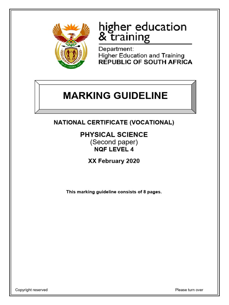 NCV4 Physical Science Paper 2 February 2020 Memorandum | PDF ...
