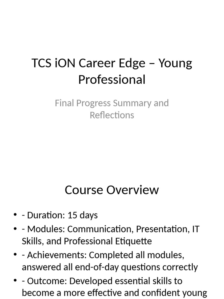 TCS iON Career Edge: Young Professional Summary | PDF | Communication ...