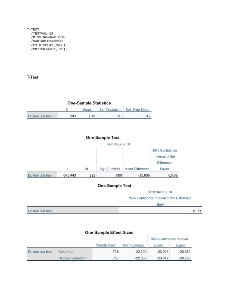 One Sample T-Test | PDF