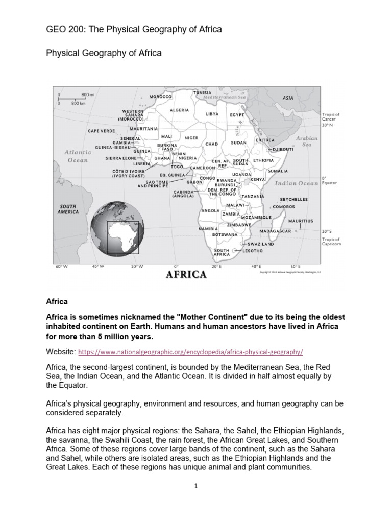 Physical Geography of Africa | PDF | Sahara | Desert