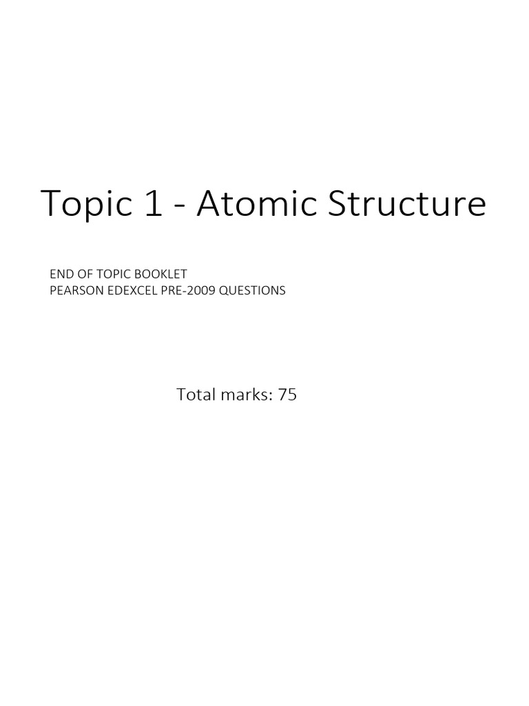 Atomic Structure Exam Questions Guide | PDF | Chemical Elements ...