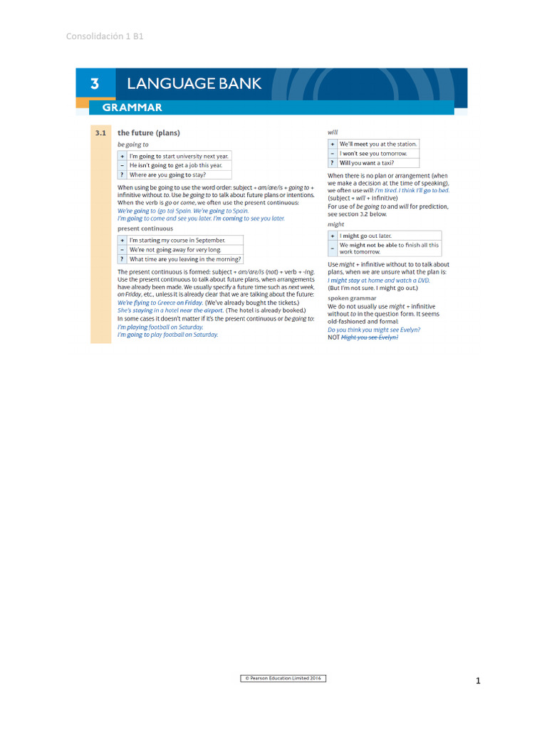 Language Bank Grammar Unit 3.1 | PDF