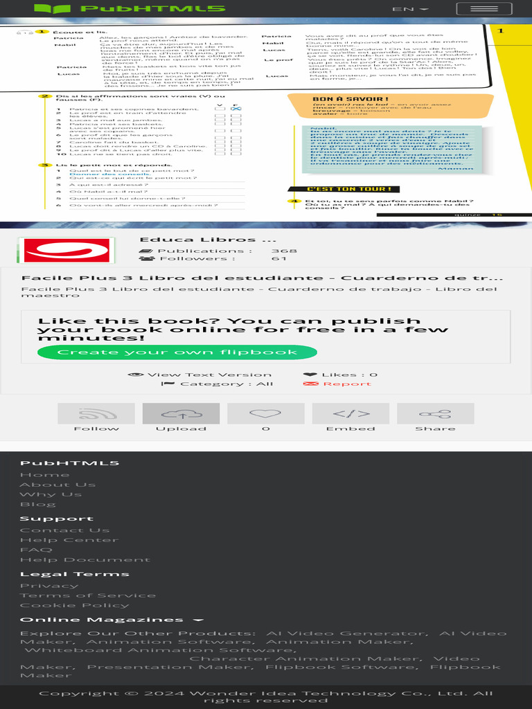 Facile Plus 3 Libro Del Estudiante - Cuarderno de Trabajo - Libro Del Maestro - Educa Libros y ...