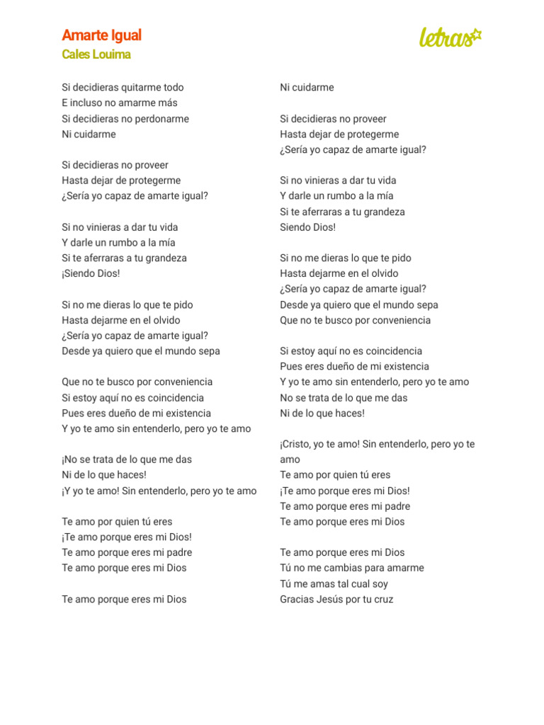 Amarte Igual - Cales Louima | PDF