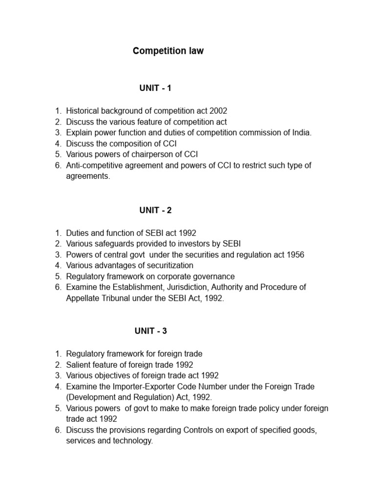 Objectives and Features of Competition Act | PDF