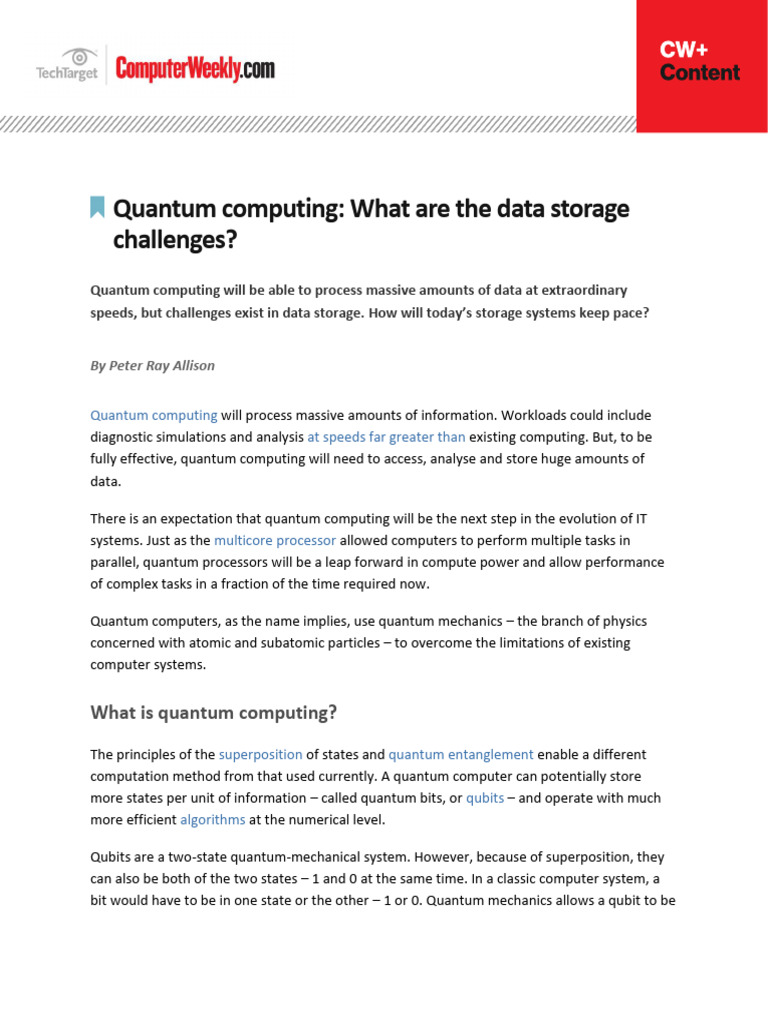 CW Article Quantum Computing Challenges | PDF | Quantum Computing ...