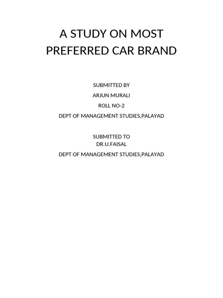 Most Preferred Car Brand Study | PDF | Scientific Method | Data Analysis