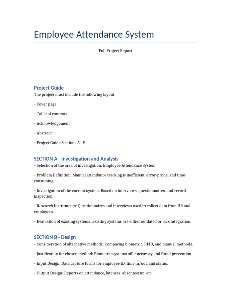 Expanded Employee Attendance System Project | PDF | Evaluation | System