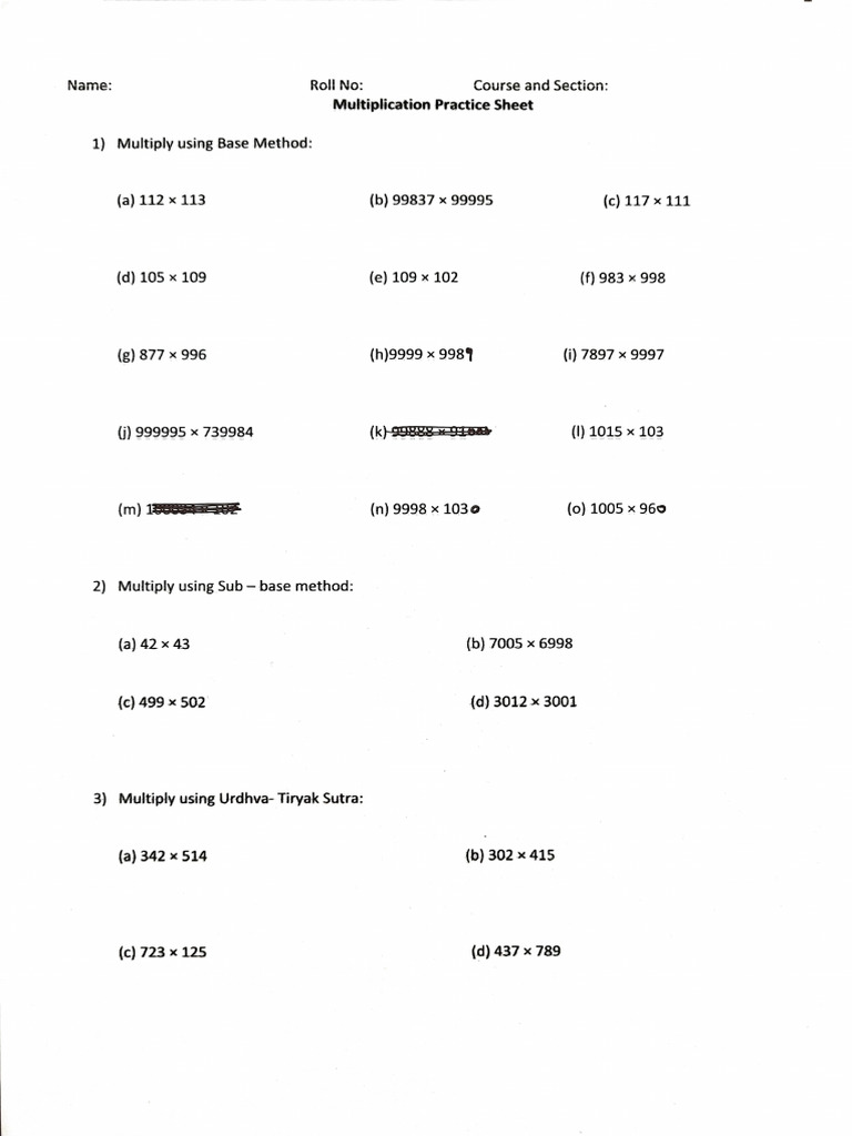 Multiplication Pdf