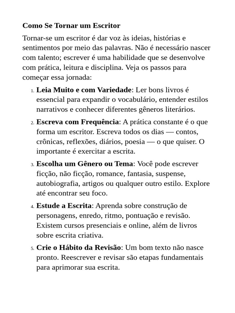 Como Se Tornar Um Escritor | PDF