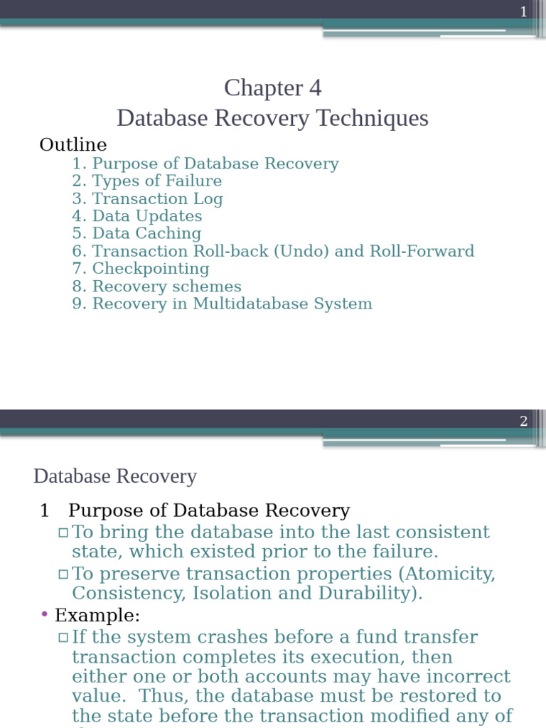Database Recovery Techniques Explained | PDF | Database Transaction ...