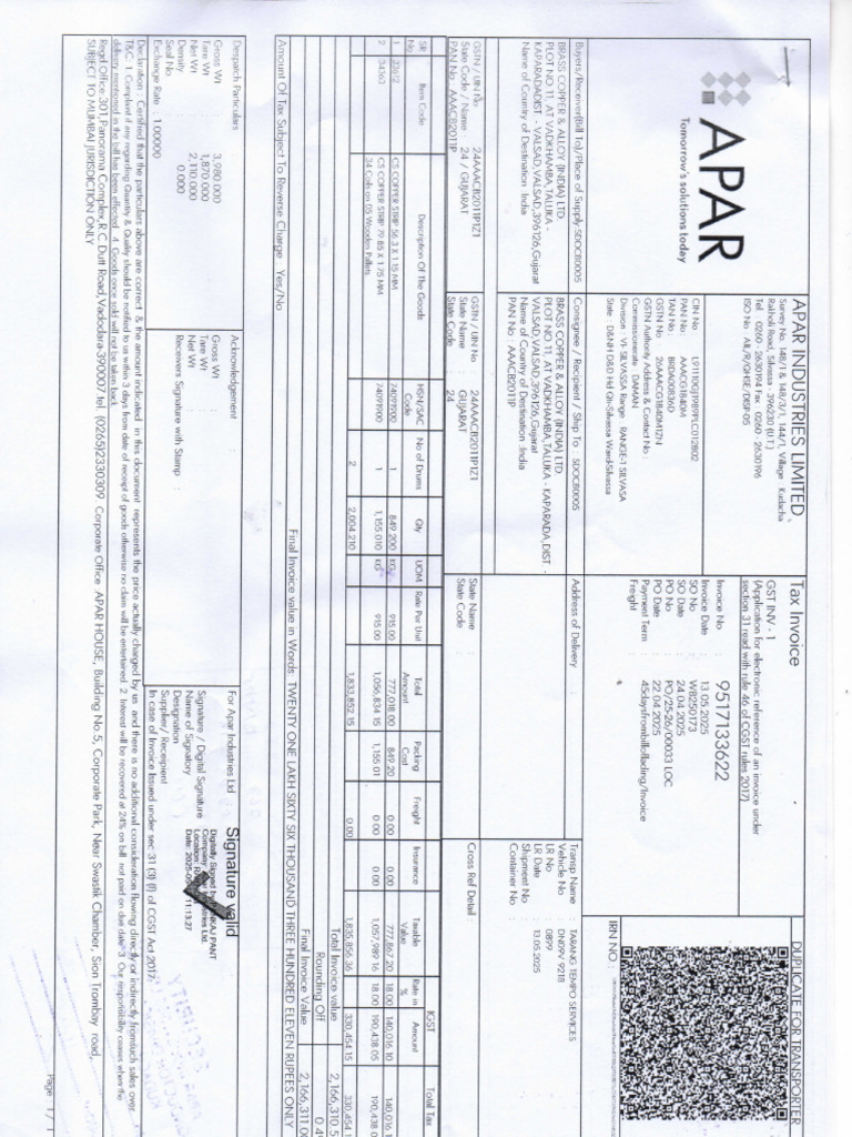 Apar Ind 13-5-25 Tarang | PDF