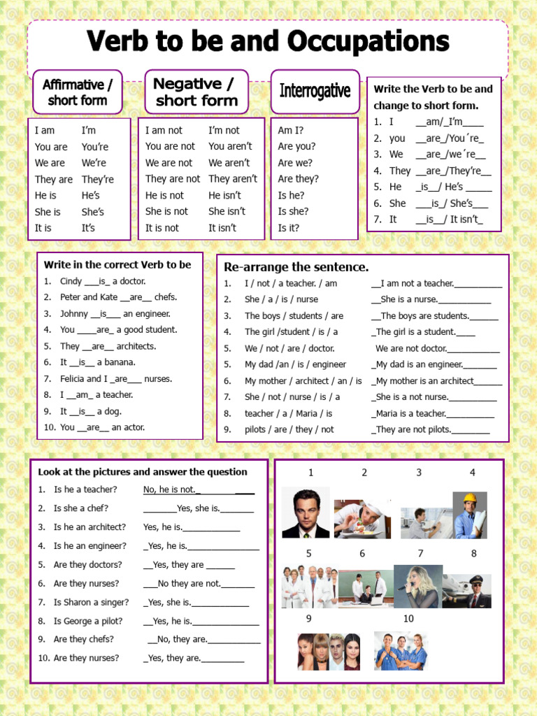 Verb To Be - Jobs - Work - Class 04 - Complete | PDF | Linguistics ...