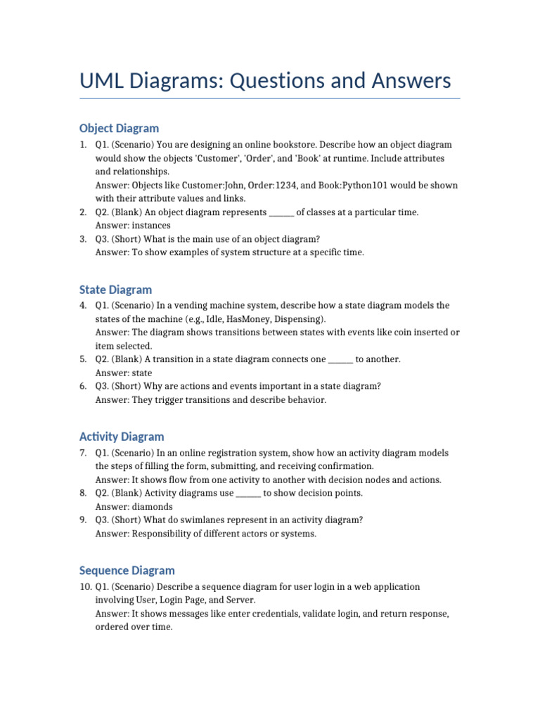 UML Diagram Questions With Answers | PDF | Server (Computing) | Computing