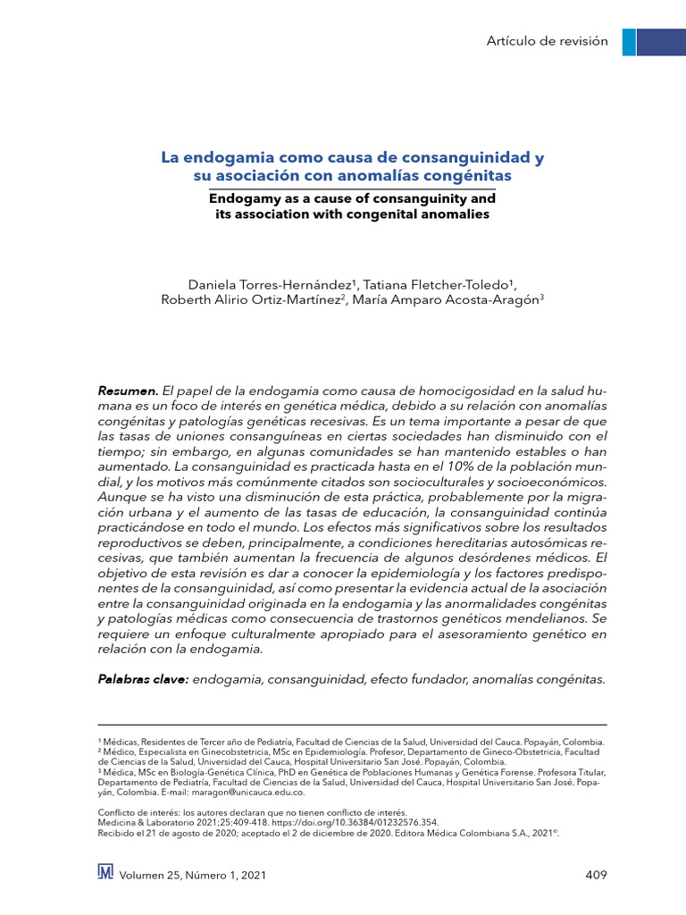 Endogamia y anomalías congénitas | PDF | Endogamia | Biología