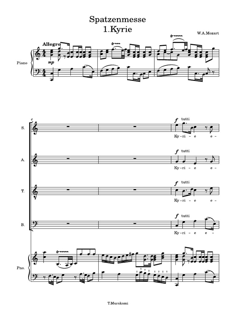 Kyrie (Missa Brevis in C Major, K 220 196b | PDF