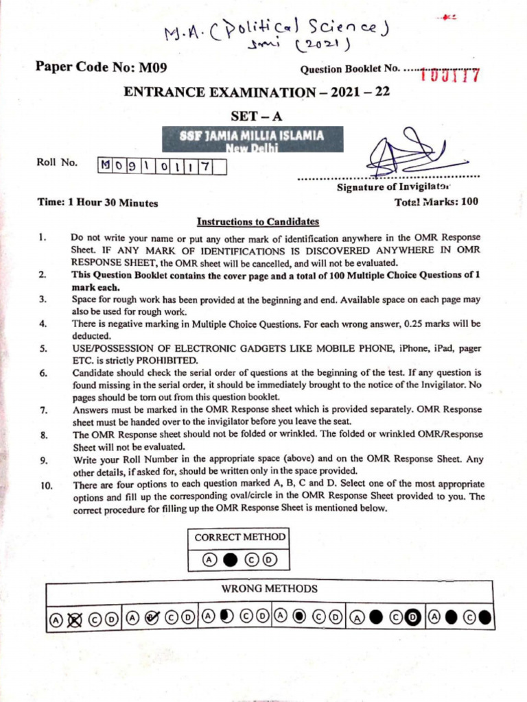 MA Pol Science 2021 JMI | PDF