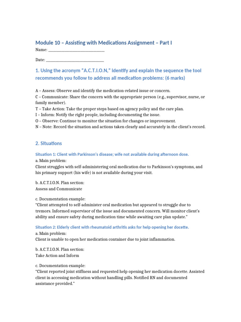 Module 10 Assisting With Medications Assignment | PDF | Arthritis | Health Sciences