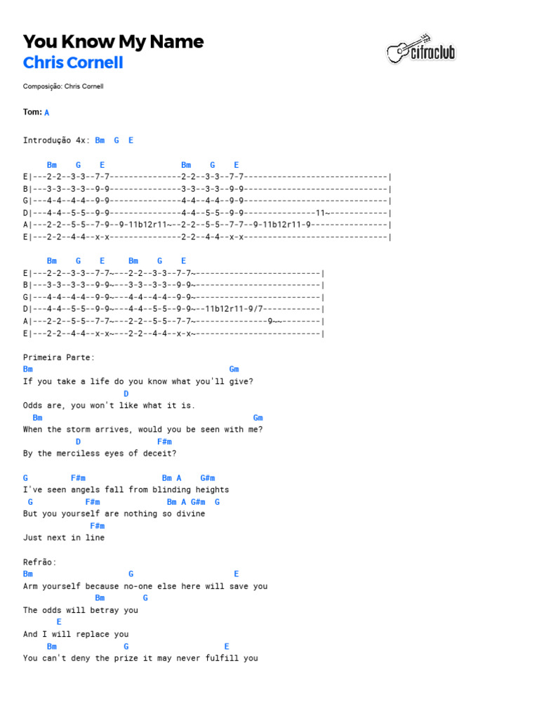 Cifra Club - Chris Cornell - You Know My Name | PDF