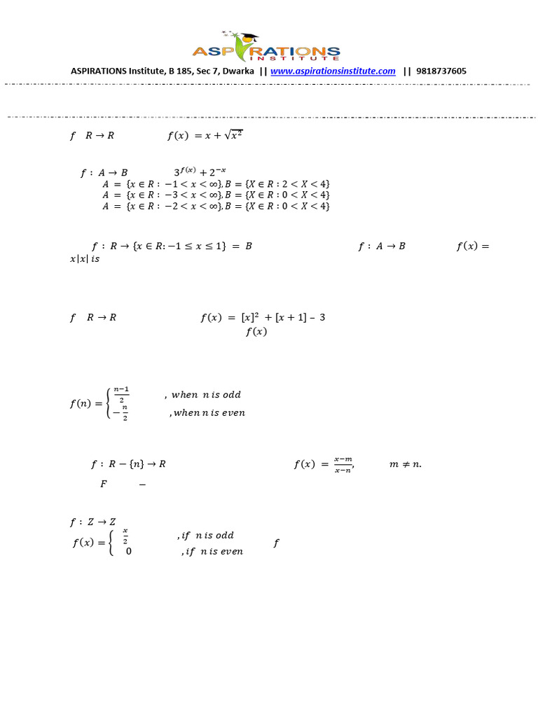 MathsFunctionsWSpdf 1 | PDF | Mathematical Concepts | Functions And Mappings
