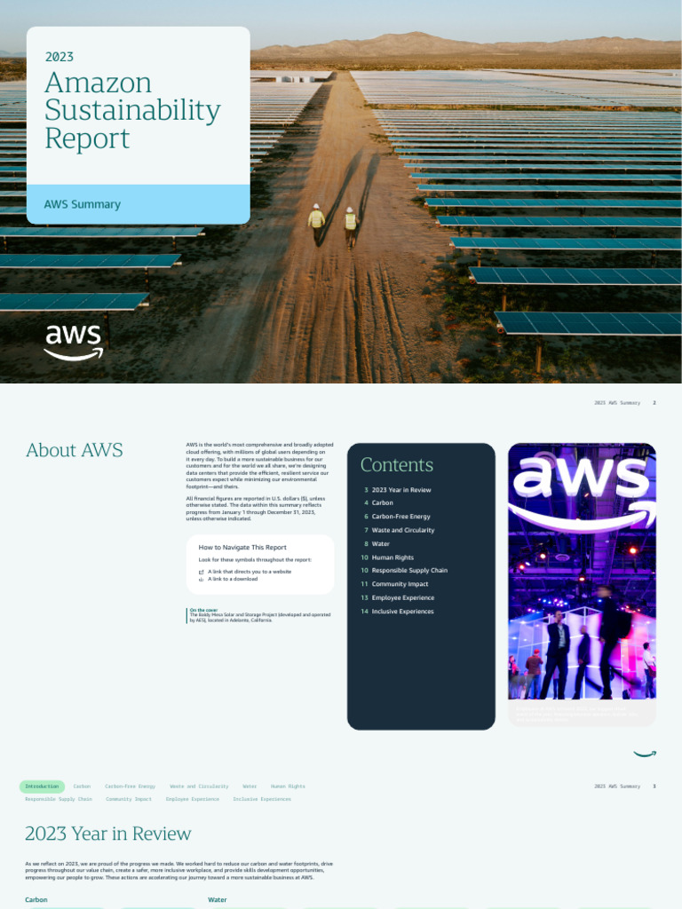 2023 Amazon Sustainability Report Aws Summary | PDF | Renewable Energy ...