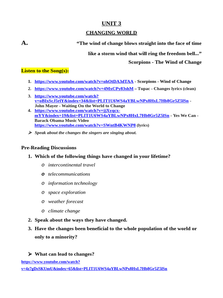 YEAR 1 UNIT 3 The Time Machine - Final | PDF | W. B. Yeats