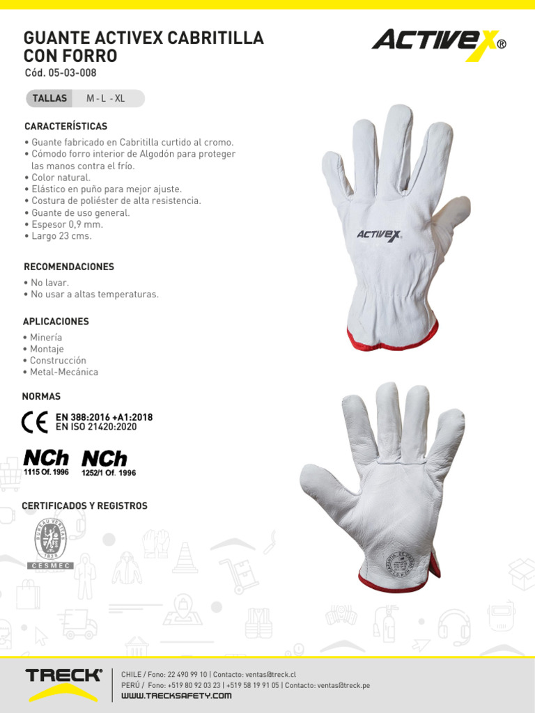 Guante ACTIVEX Cabritilla con forro | PDF