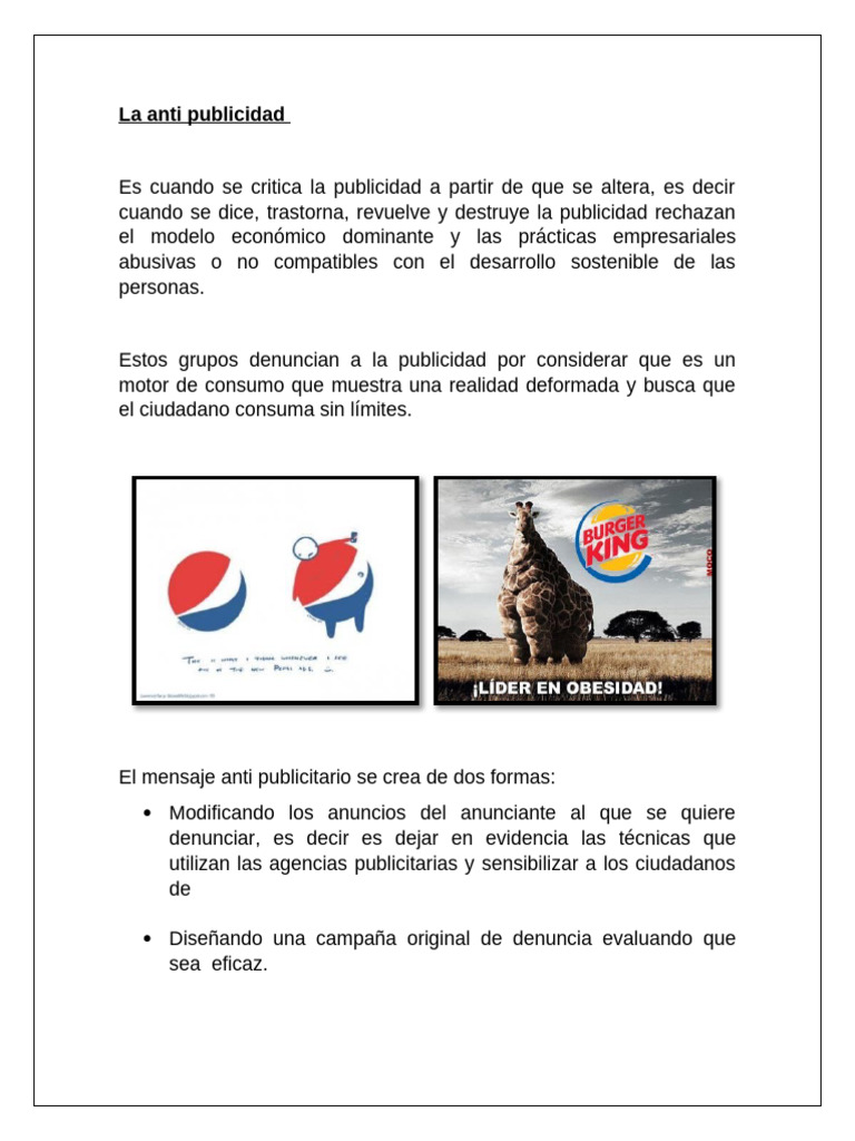Crítica y Efectos de la Antipublicidad | PDF