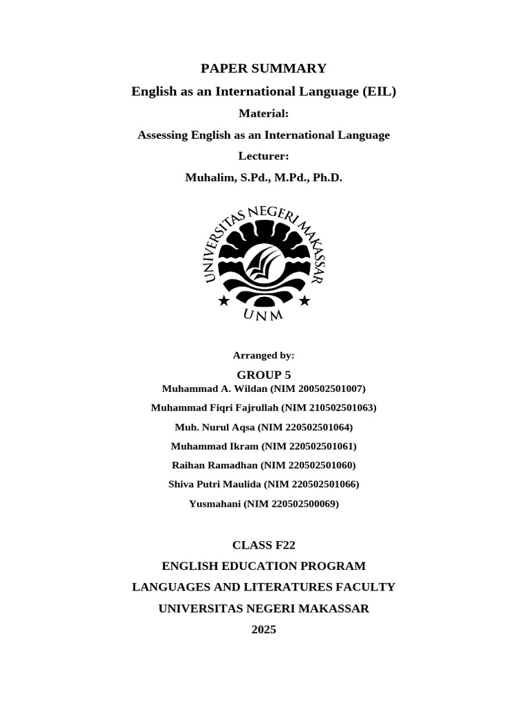 Paper Summary Group 5 Eil | PDF | Educational Assessment | English Language
