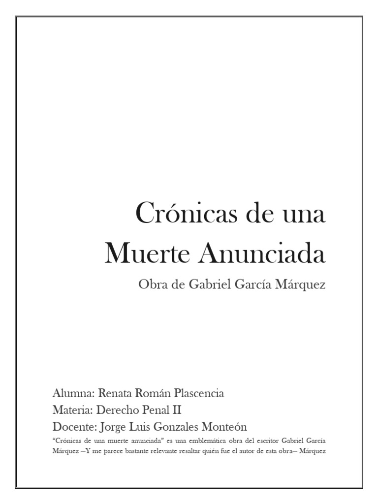 CDMA Dcho Penal Renata Roman | PDF | Gabriel García Márquez | Homicidio