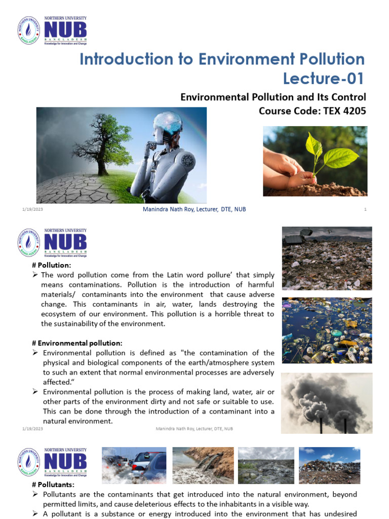 EPC Lecture-01 Introduction To Environment Pollution | PDF | Pollution | Water Pollution