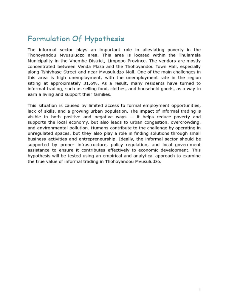 Formulation of Hypothesis | PDF