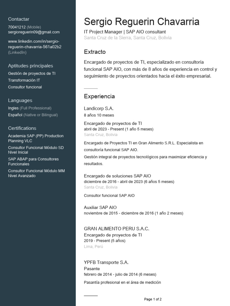 CV Linkedin | PDF | Liderazgo | Business