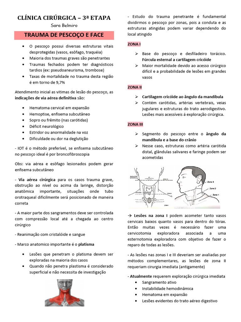 Trauma de Pescoço e Face | PDF | Especialidades médicas | Anatomia humana