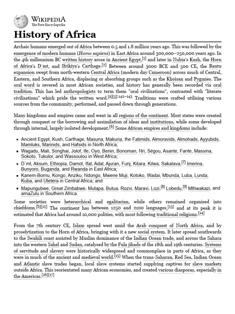History of Africa - Wikipedia | PDF | Africa | Berbers
