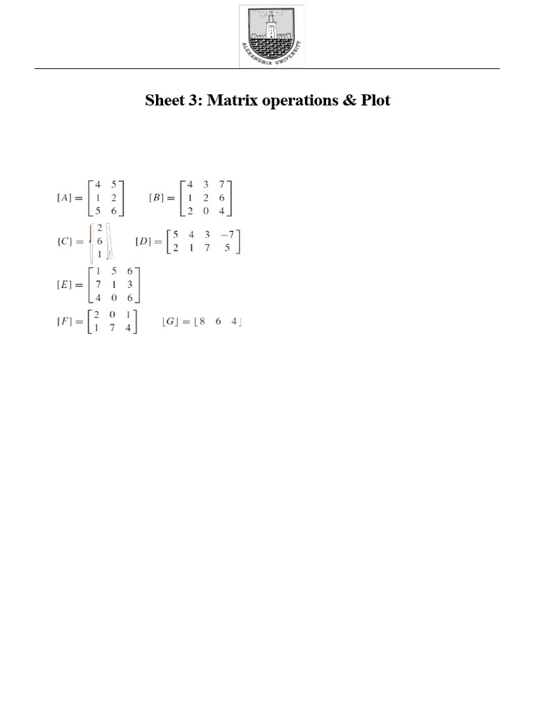 Sheet 3 Matrix operations _ Plot | PDF