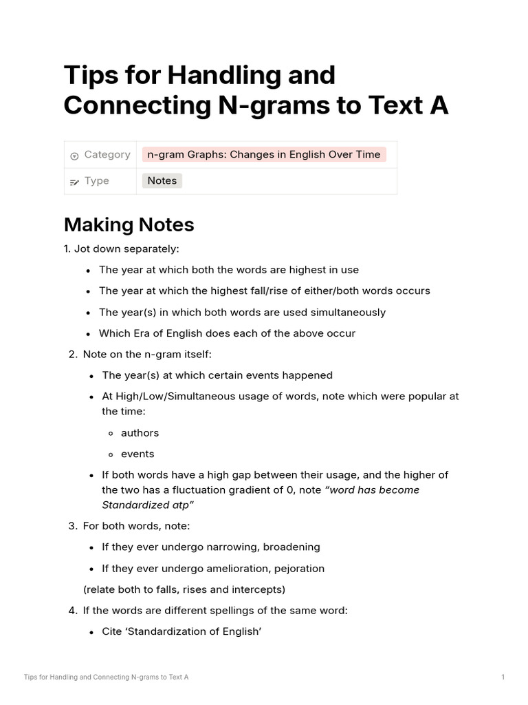 Tips For Handling and Connecting N-Grams To Text A | PDF | English ...