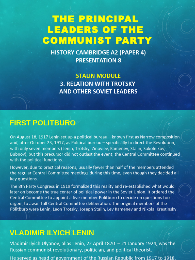 The Principal Leaders of The Communist Party | PDF | Leon Trotsky ...