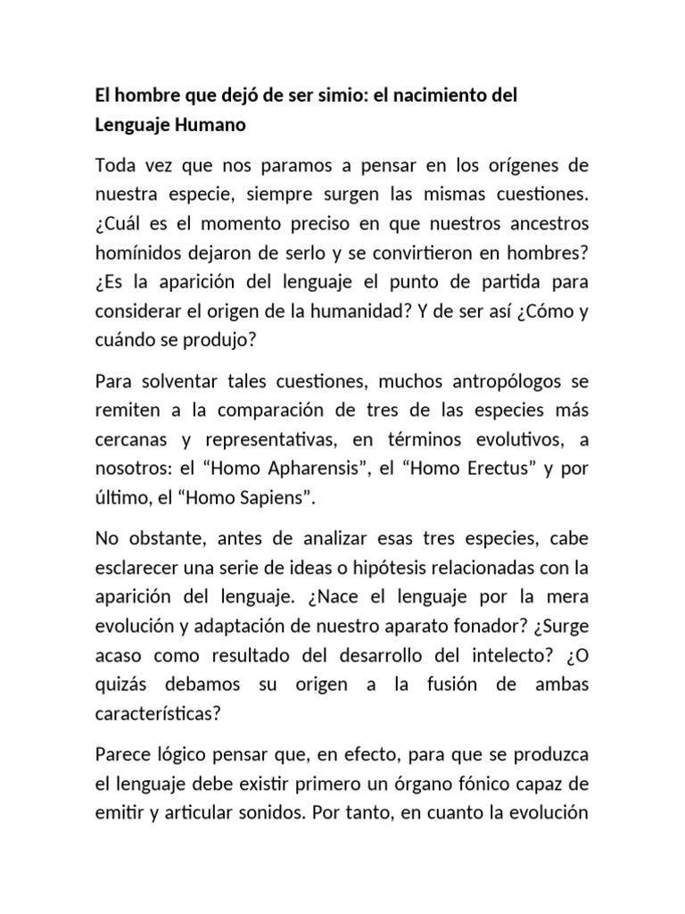 El hombre que dejó de ser simio | PDF | Humano | Homo