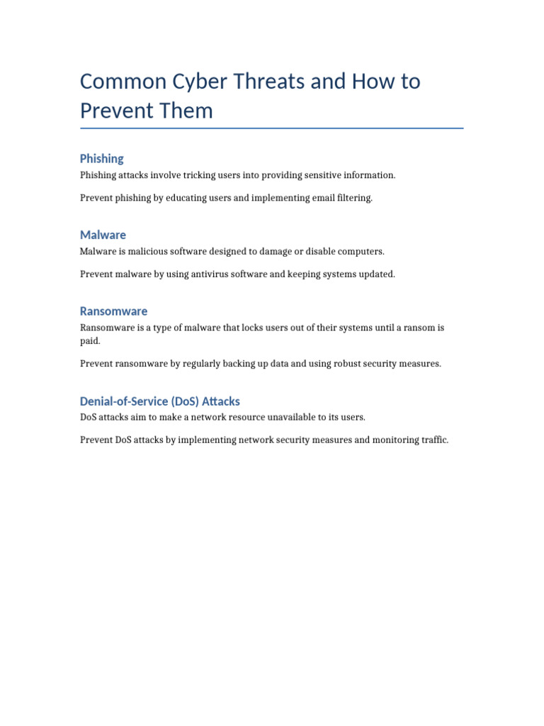 Common Cyber Threats and How to Prevent Them | PDF