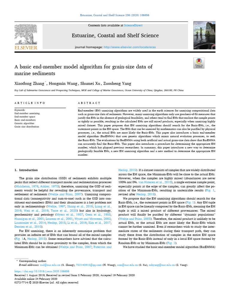 A basic end-member model algorithm for grain-size data of marine sediments | PDF | Matrix ...
