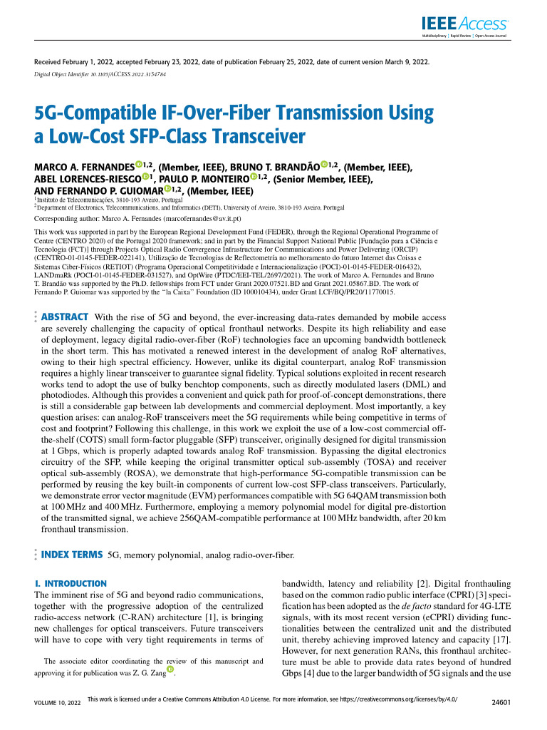 5G-Ready Analog RoF Using Low-Cost SFP | PDF | Fiber Optic ...