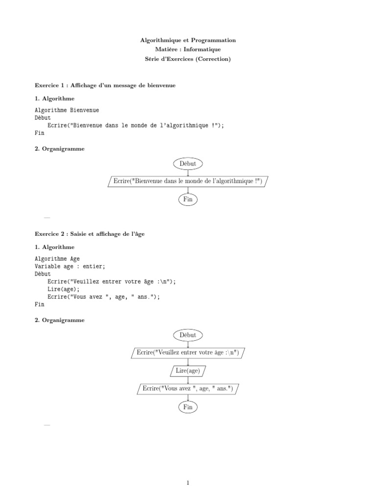 Exercices Corrigés d'Algorithmique | PDF | Pi | Mathématiques