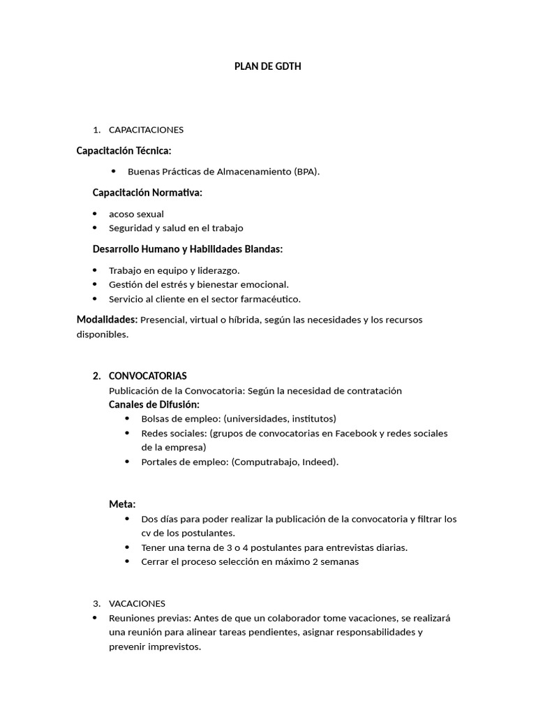 Plan de GDTH | PDF