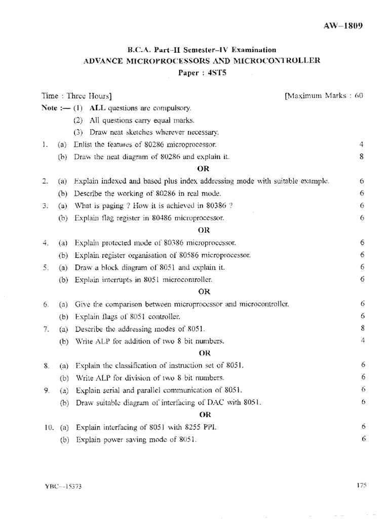 Bca 4 Sem Advanced Microprocessors N Microcontroller S 2019 | PDF | Computer Science | Computing