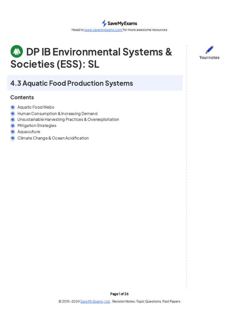Sas 4.3 Aquatic Food Production Systems | PDF | Aquaculture | Coral Reef