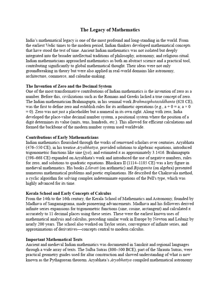 The Legacy of Mathematics | PDF | Mathematics